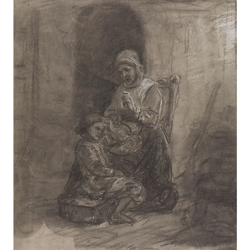 ボクらのアート / Gammel kone og liten gutt i interiør - アドルフ・ティーデマン